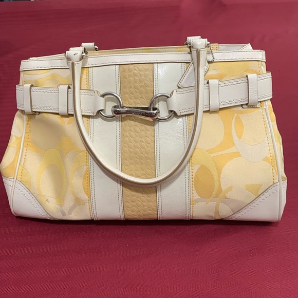 Coach | Bags | Coach Yellow And Cream Satchel | Poshmark